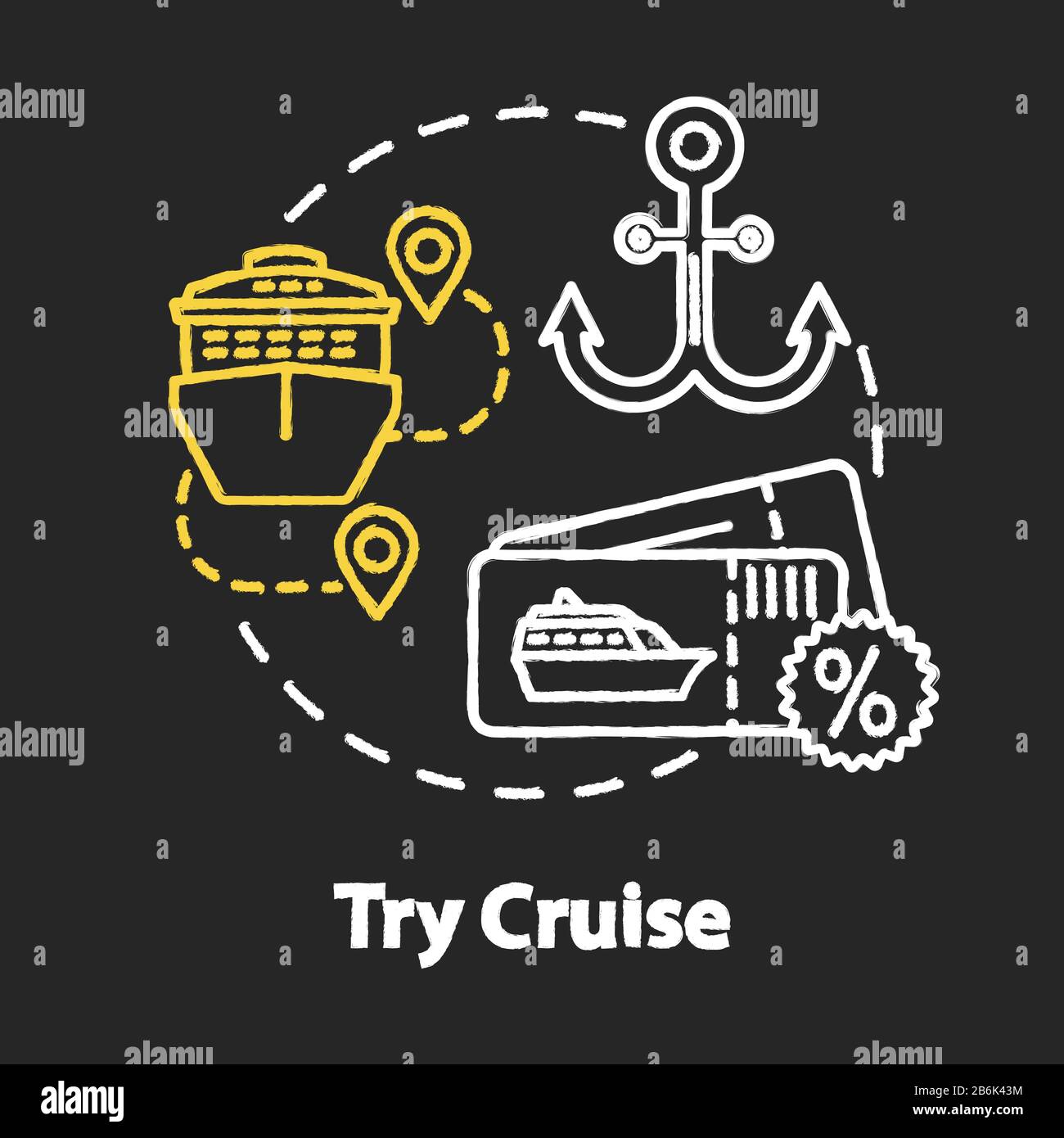 Try cruise chalk RGB color concept icon. Luxury tourism, expensive ...