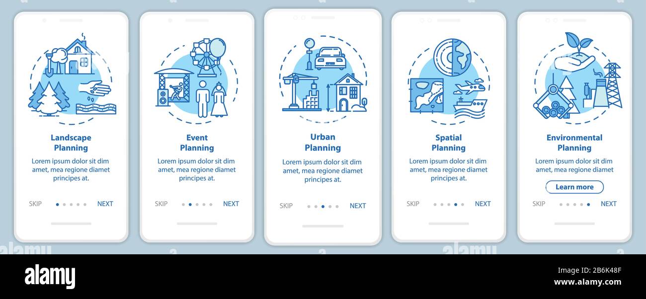 Landscape architecture onboarding mobile app page screen with concepts ...
