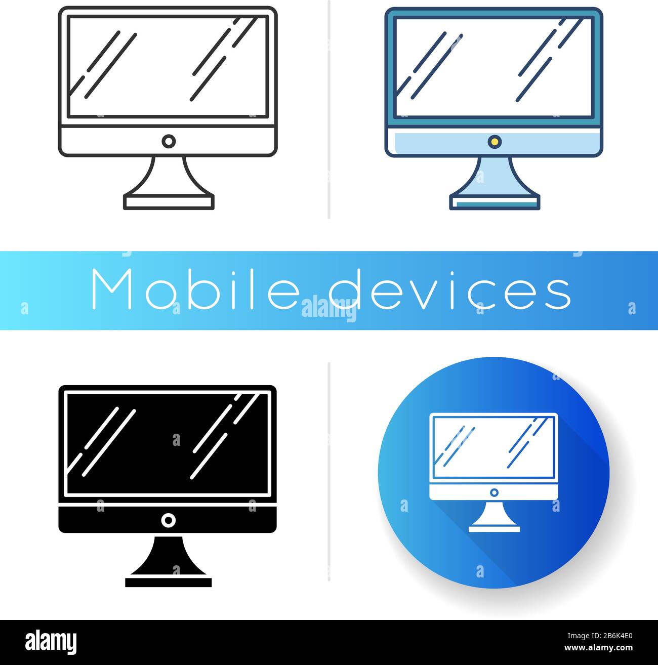 Desktop computer monitor icon. Regular personal computer. Display, screen. Electronic gadget ...