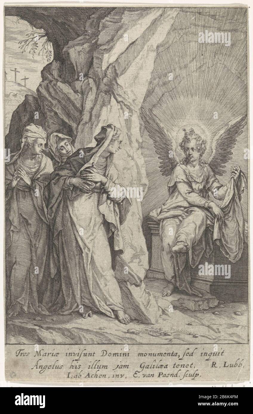 Three Marys at the Tomb The tomb of Christ, an angel appears to the three holy women who come ...