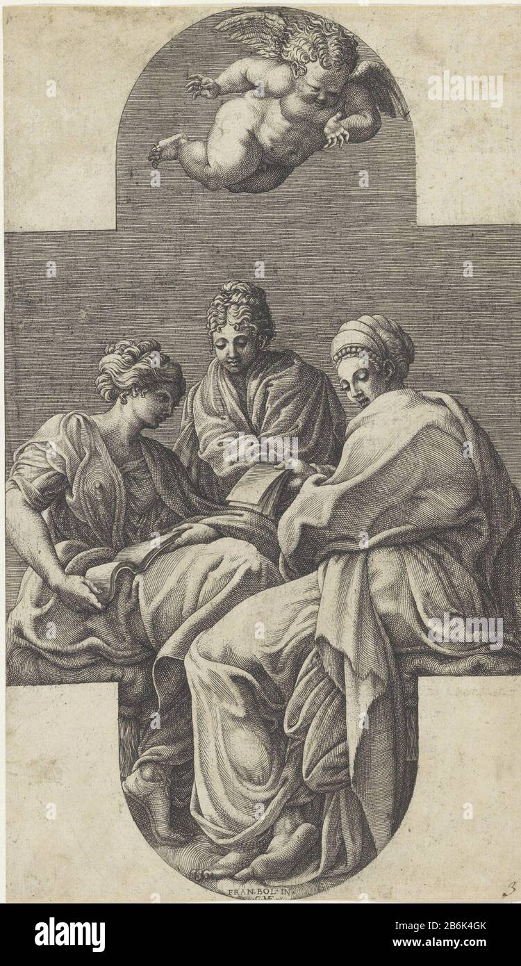 Three Muses and a gesticulating putto Plafondschilderingen in the ...