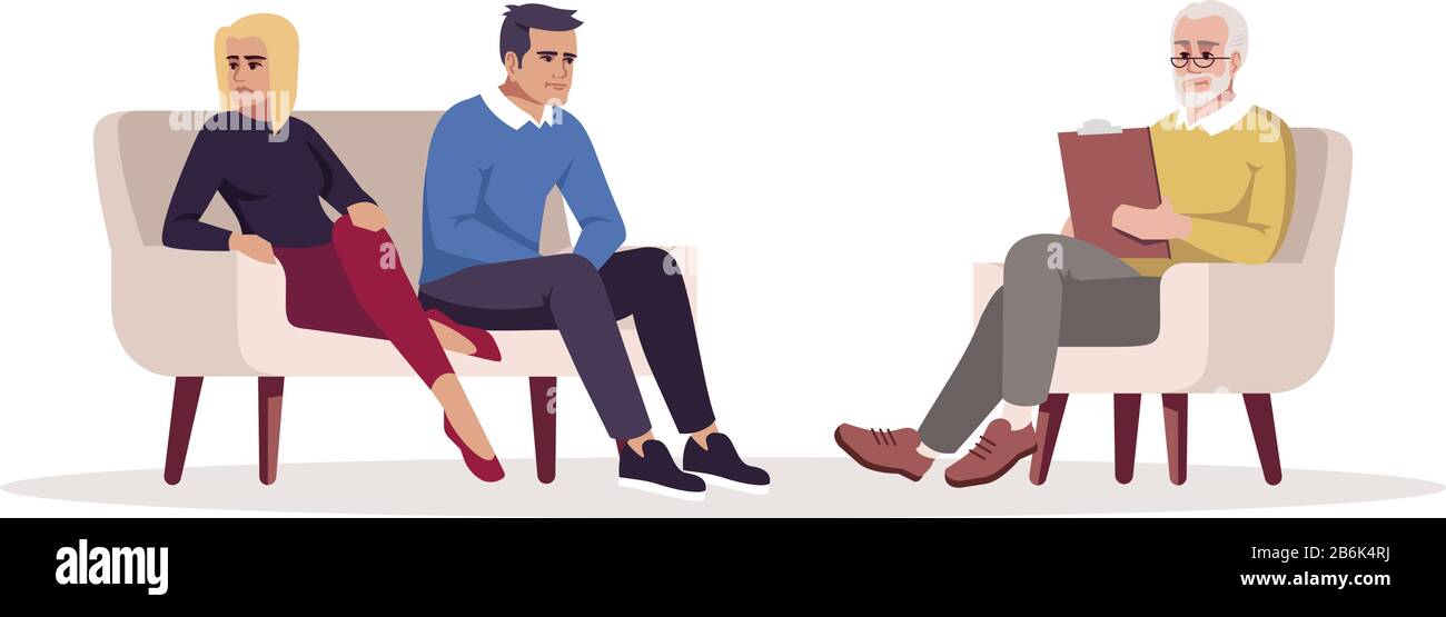 Couple psychotherapy session semi flat RGB color vector illustration ... Couple psychotherapy session semi flat RGB color vector illustration ...