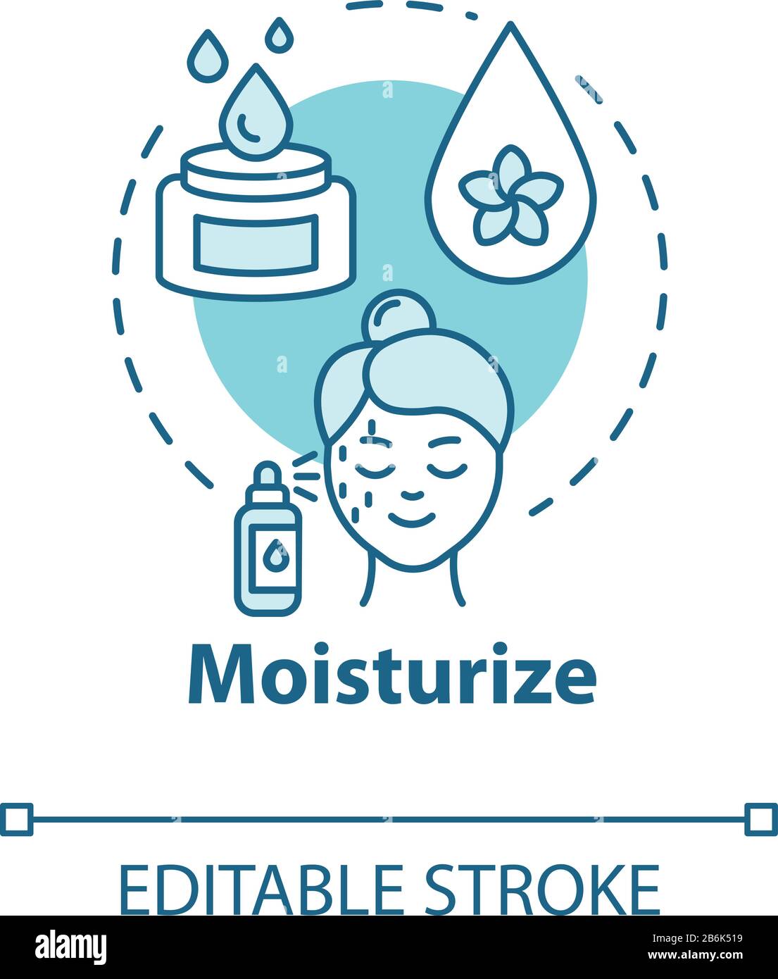Moisturize skin, skincare concept icon. Cosmetic products, moisturizers ...
