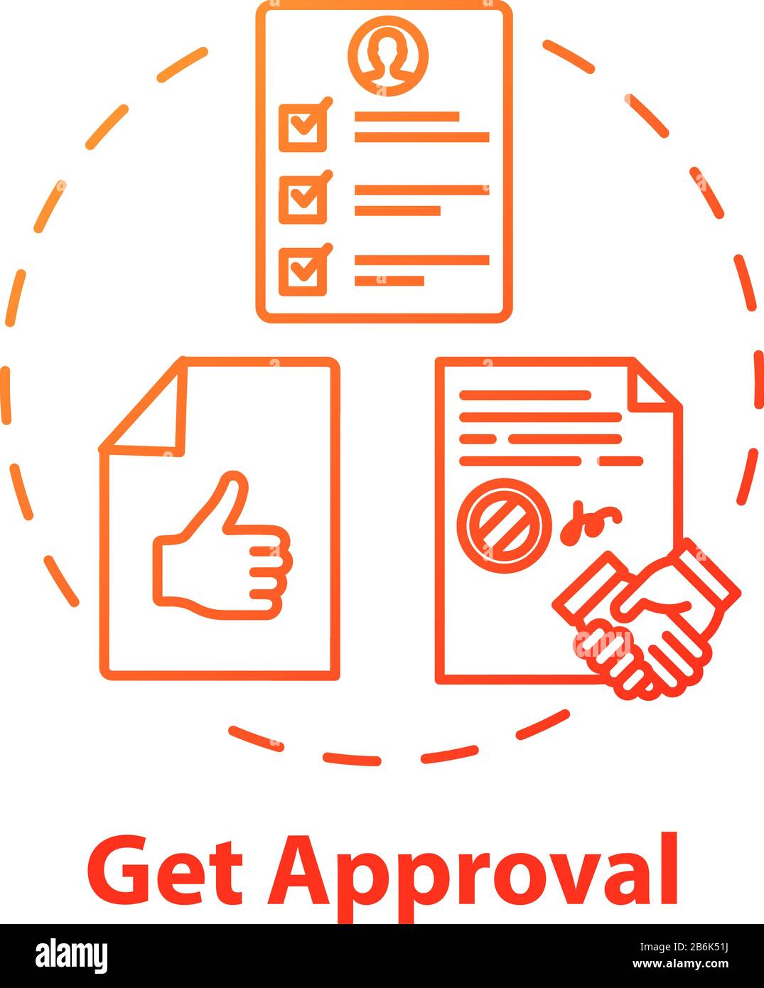 Get approval concept icon. Loan and credit. Legal certificate. Official ...