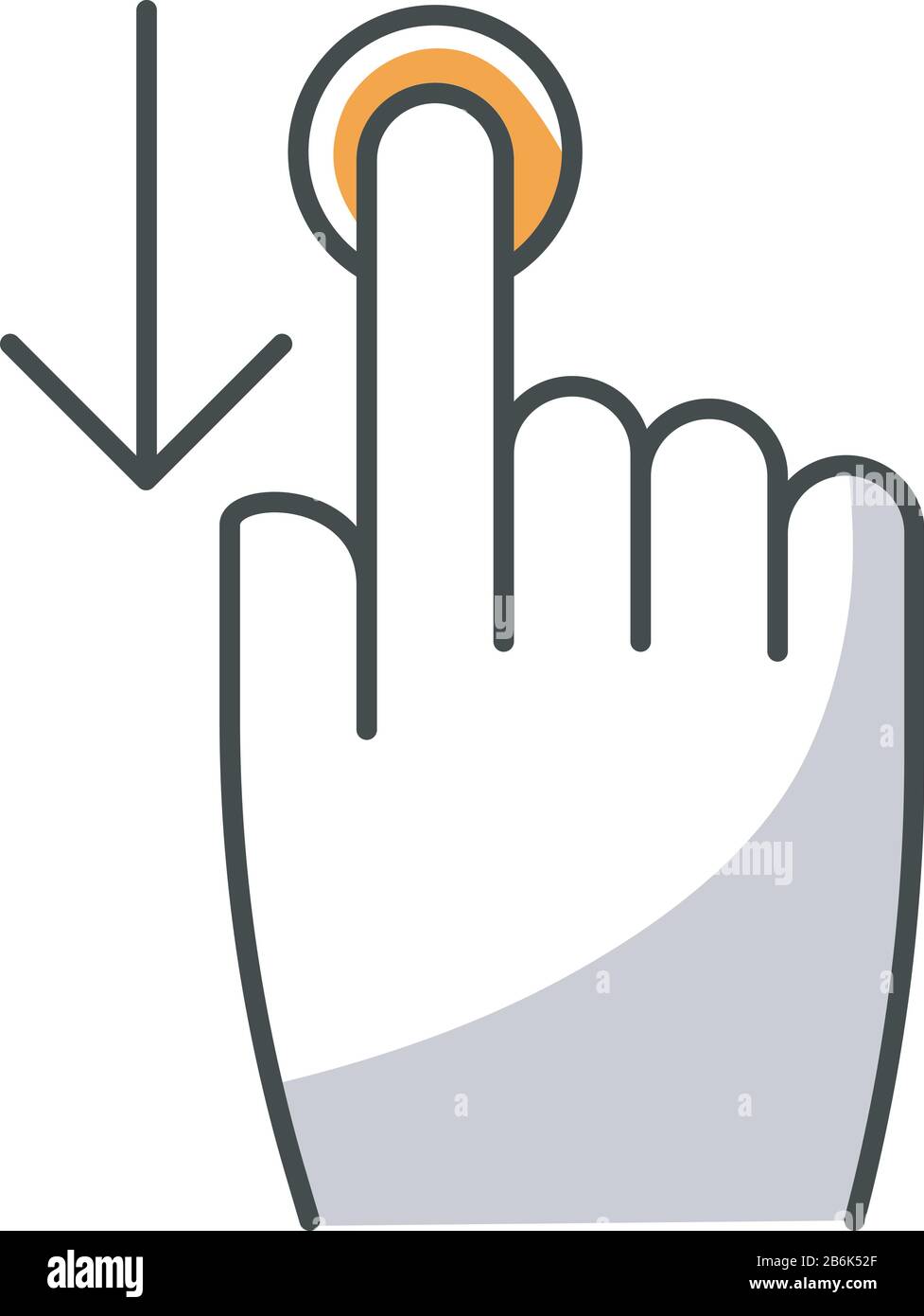 Down scrolling finger white hi-res stock photography and images - Alamy