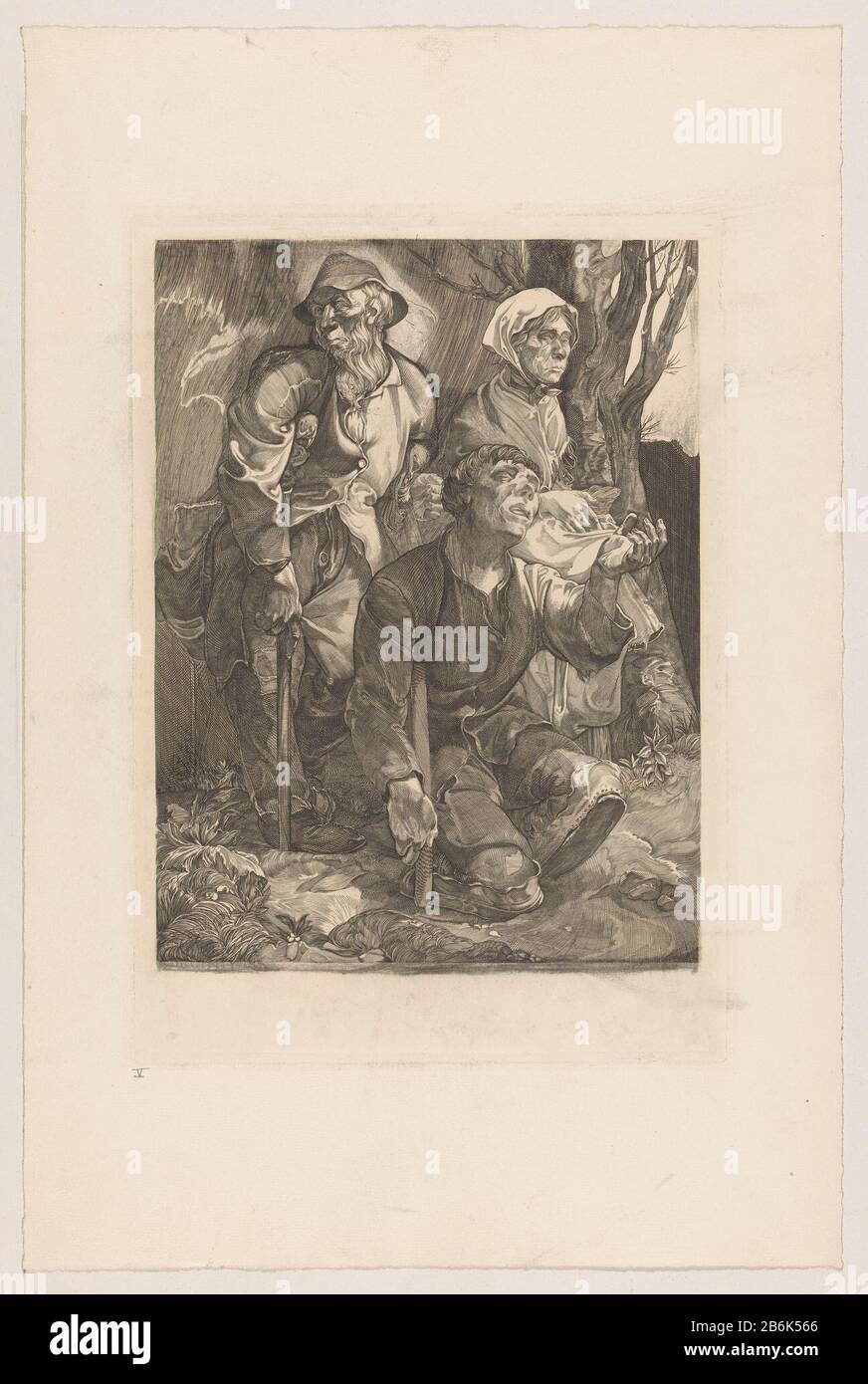 Three beggars in a tree Two men and women in her and the tattered ...