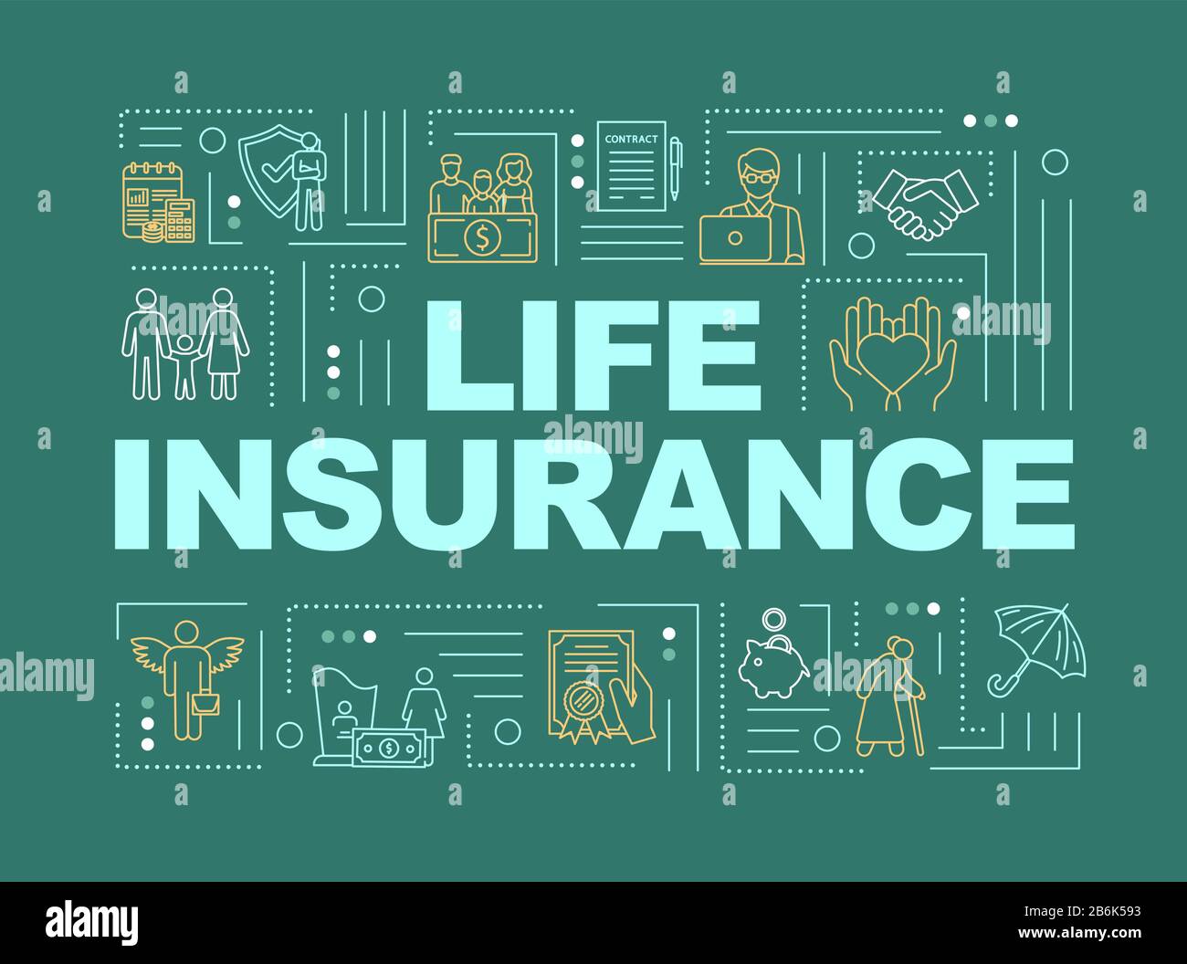 Life insurance word concepts banner. Risk management. Family healthcare ...