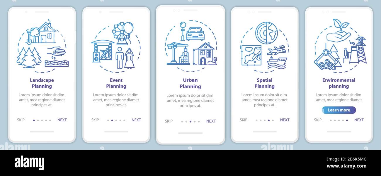 Landscape architecture onboarding mobile app page screen with concepts ...