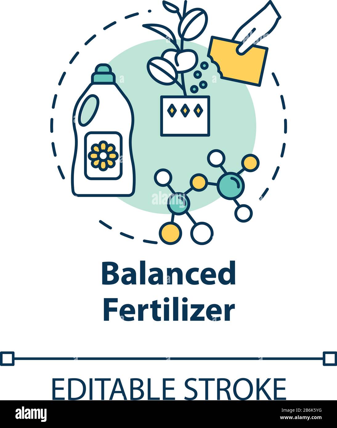 Balanced fertilizer concept icon. Growing houseplants idea thin line ...