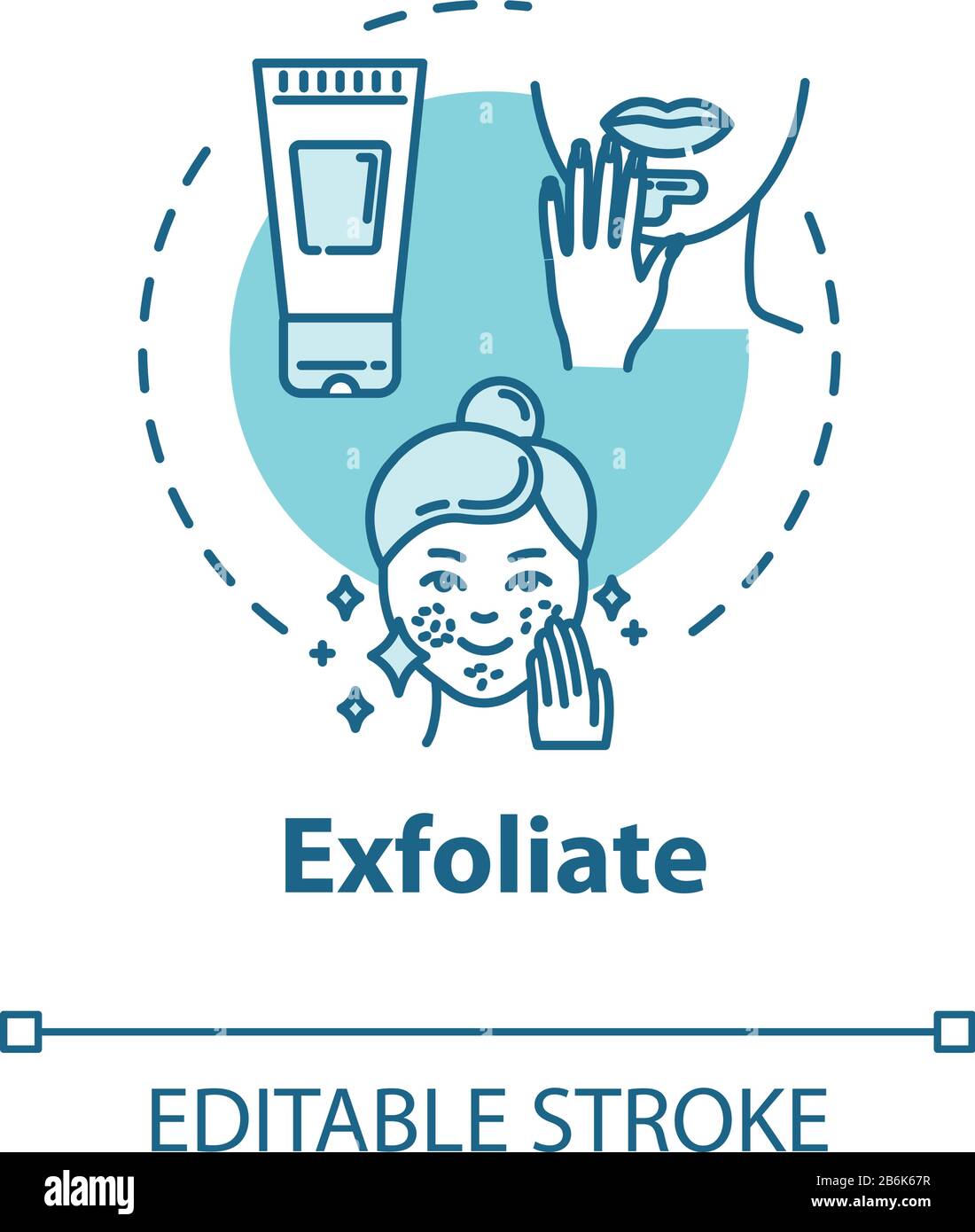 Exfoliate skin, peeling, cosmetology concept icon. Face skin renewal ...