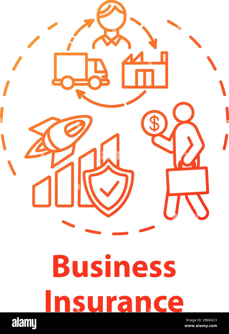 Business insurance concept icon. Capital management. Money loss ...