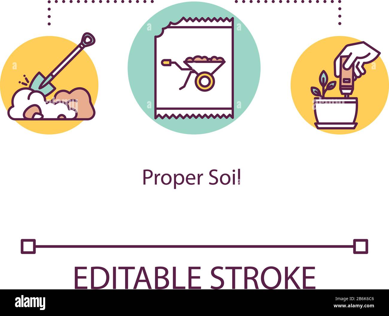 Proper soil concept icon. Soil pH levels, acidity test. Choosing earth ...