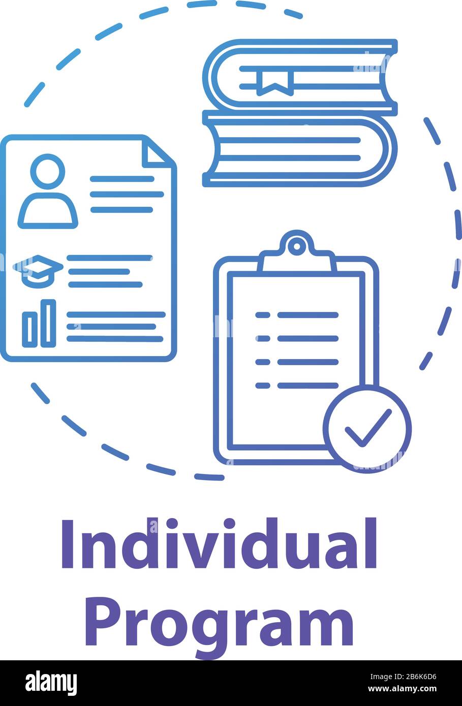 Individual program concept icon. Academic studying. Documents and plans ...