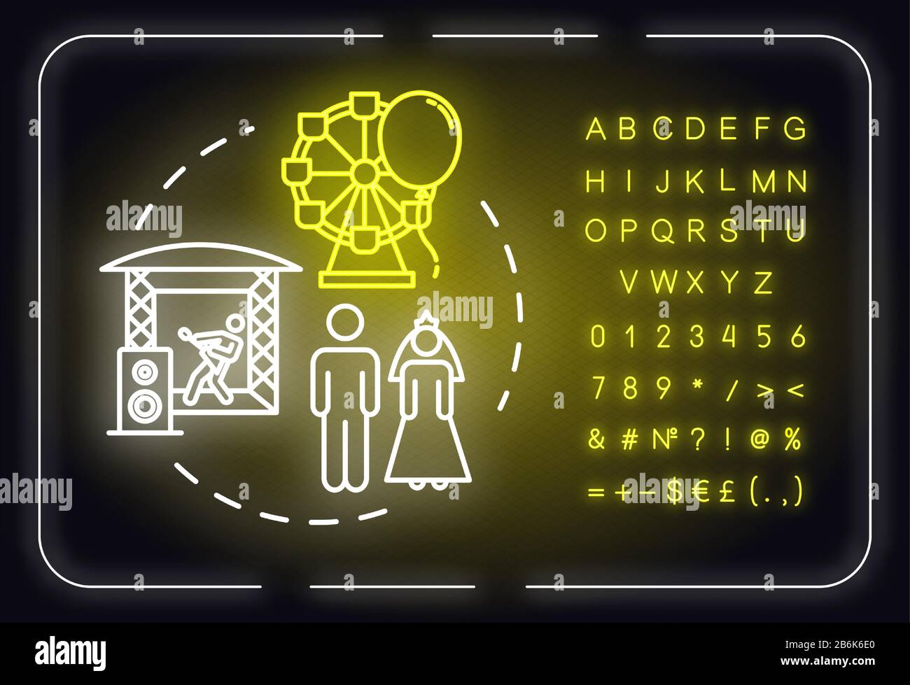 Event planning neon light concept icon. Live show. Wedding organization ...