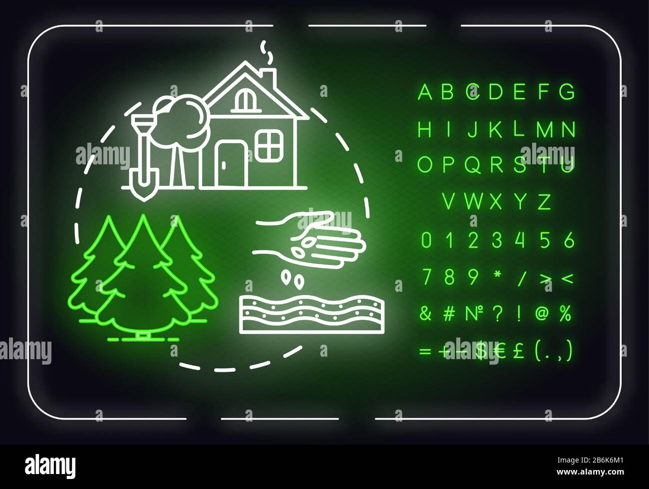 Landscape planning neon light concept icon.Natural resources. Outdoor ...
