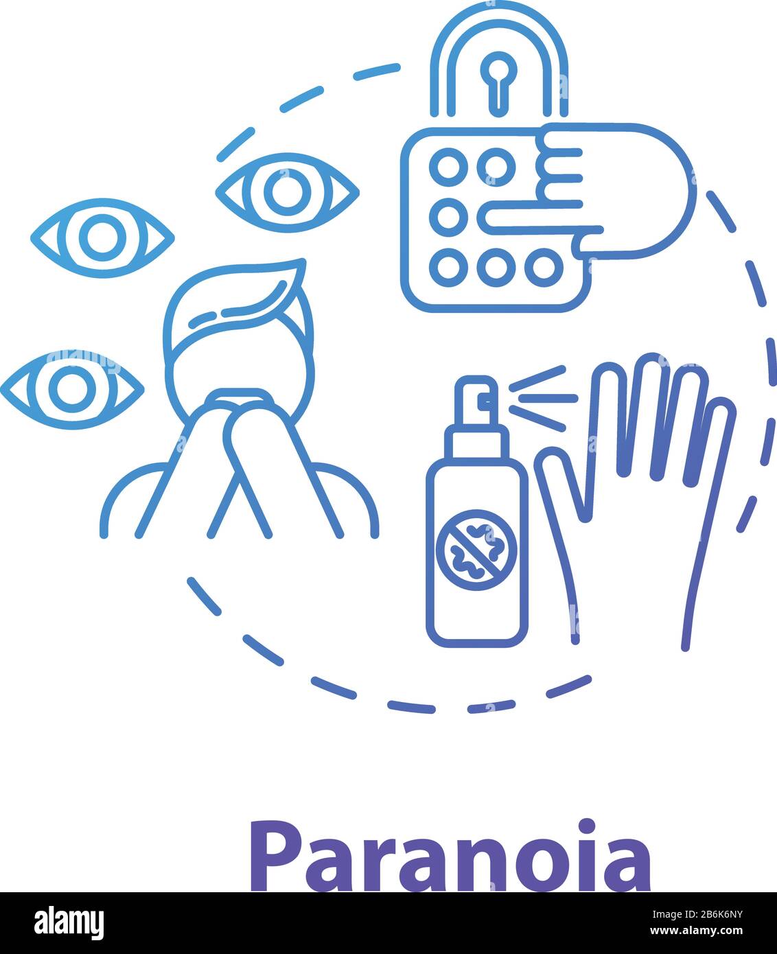 Paranoia concept icon. Irrational suspicion. Persecution complex ...