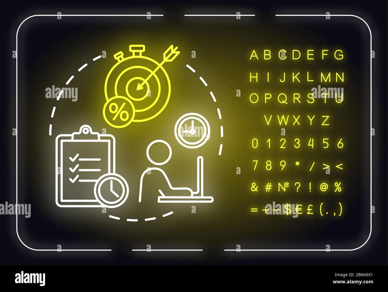 Short-term smart goals neon light concept icon. Relevant target ...