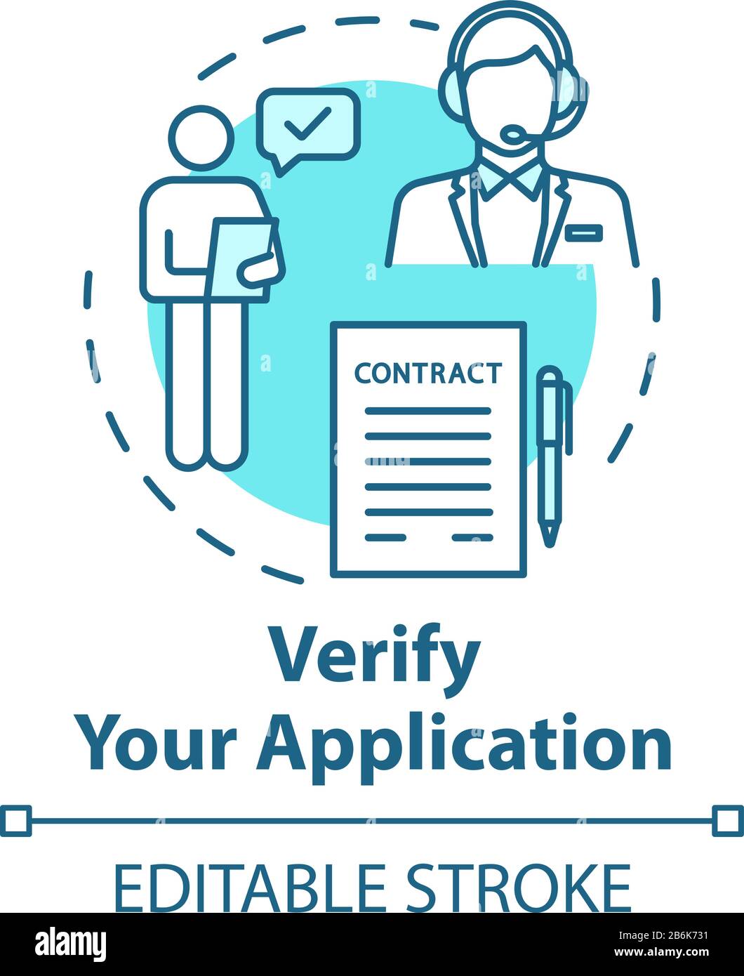 Verify your application concept icon. Contract approval. Identity ...