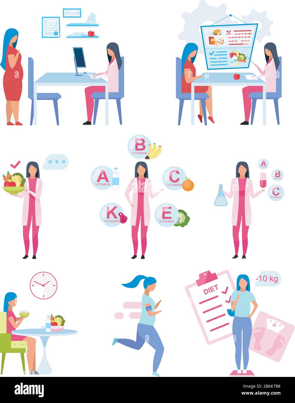 Healthy Lifestyle Flat Vector Illustrations Set Stock Vector Image