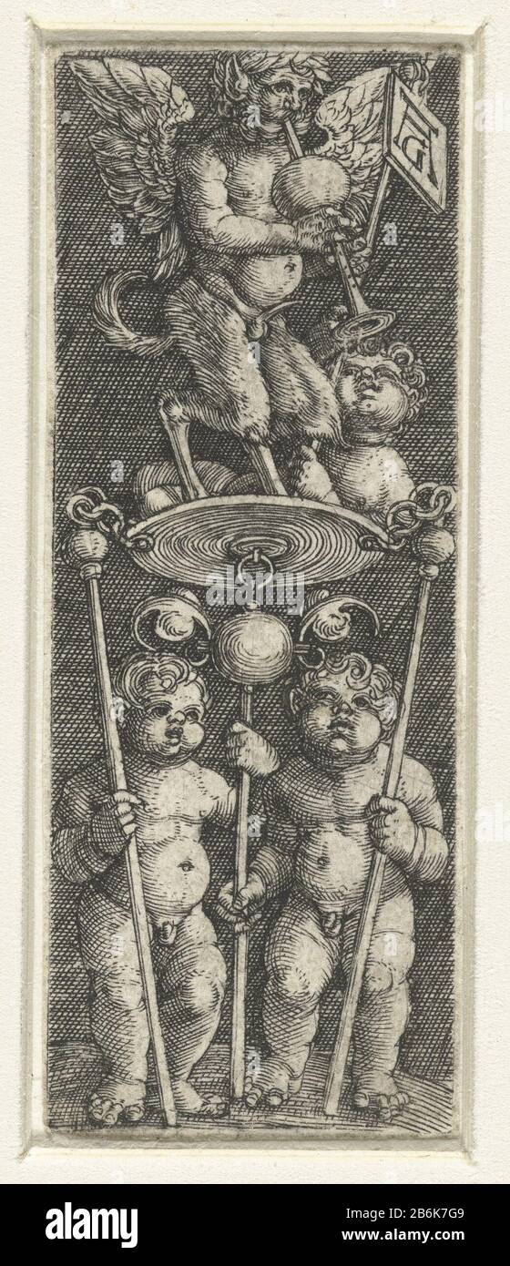 Three children and a winged satyr Surface Decoration with two boys ...