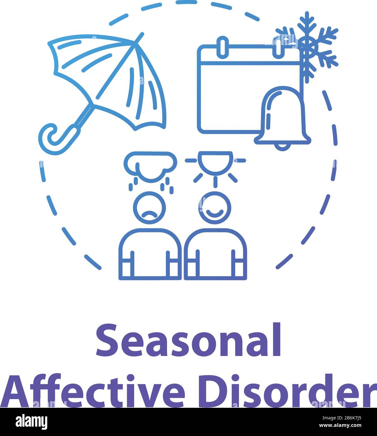 Seasonal affective disorder concept icon. SAD depression. Dependence of ...