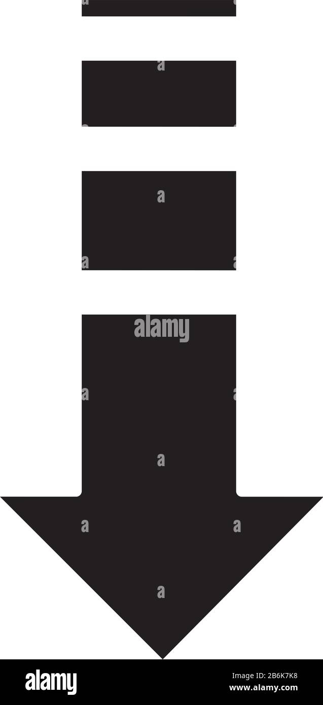 Down arrow black glyph icon. Internet page browsing, website moving pointer. Way direction ...