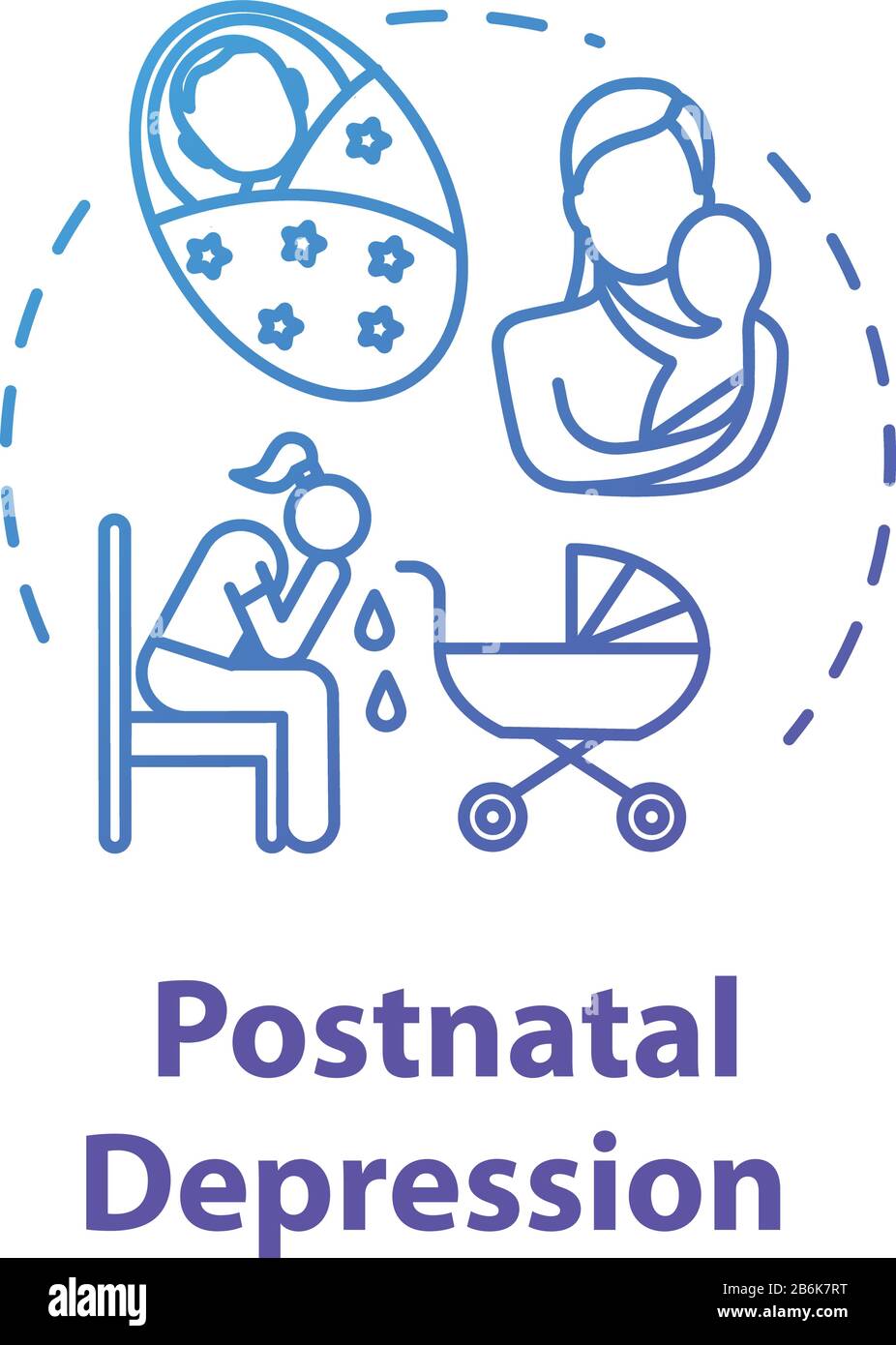 Postnatal depression concept icon. Postpartum depression. PPD. Stressed ...
