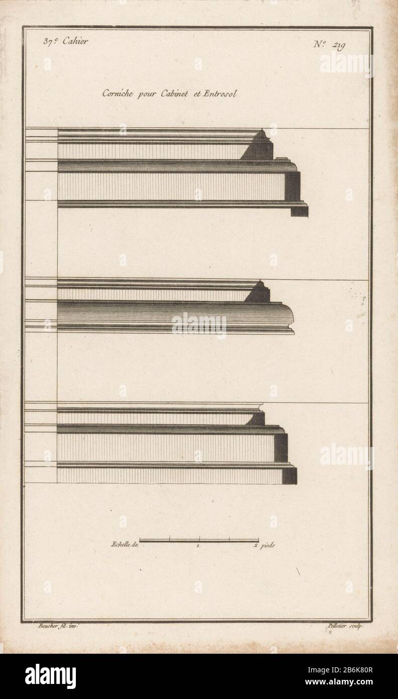 Three cornices Corniche pour Cabinet et Mezzanine (title object ...