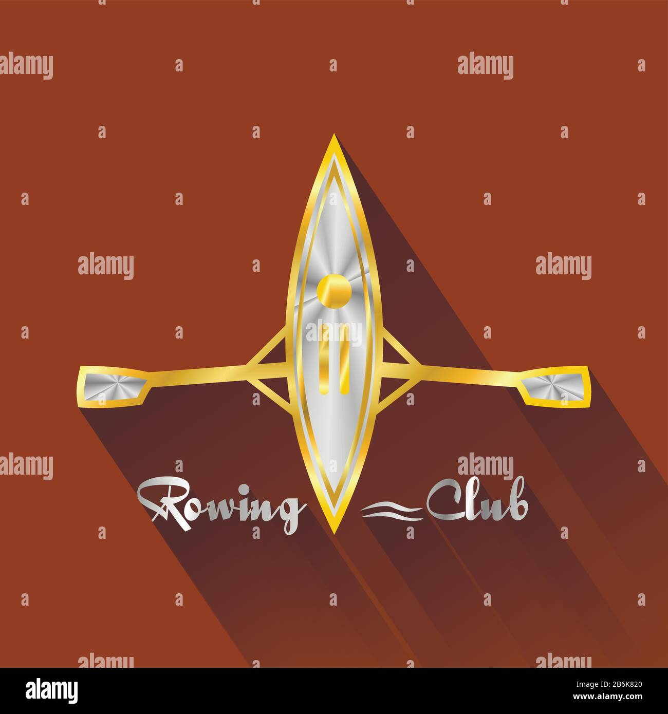 Silver-gold logo for rowing on a red-brown background Stock Vector ...