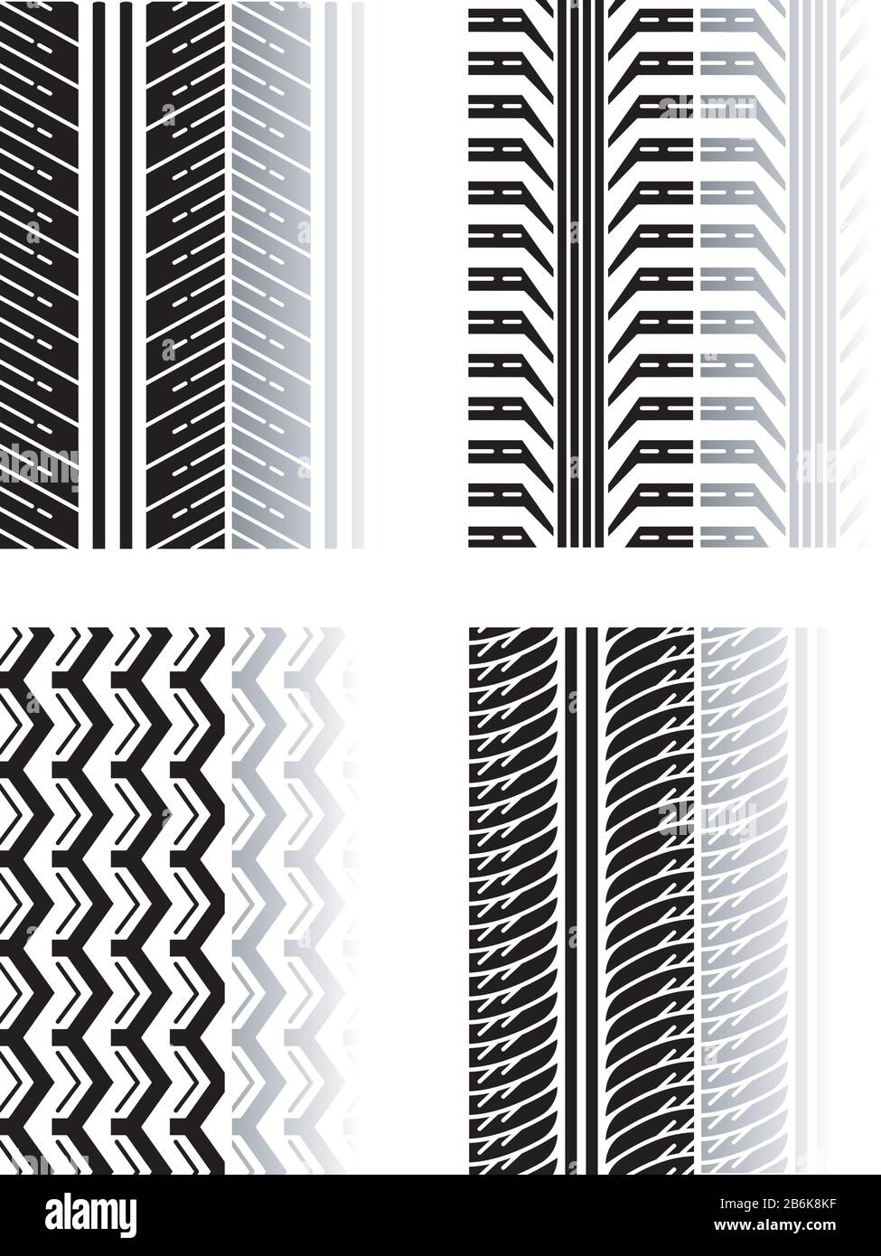 Tire textures drop shadow black glyph icons set. Detailed automobile ...