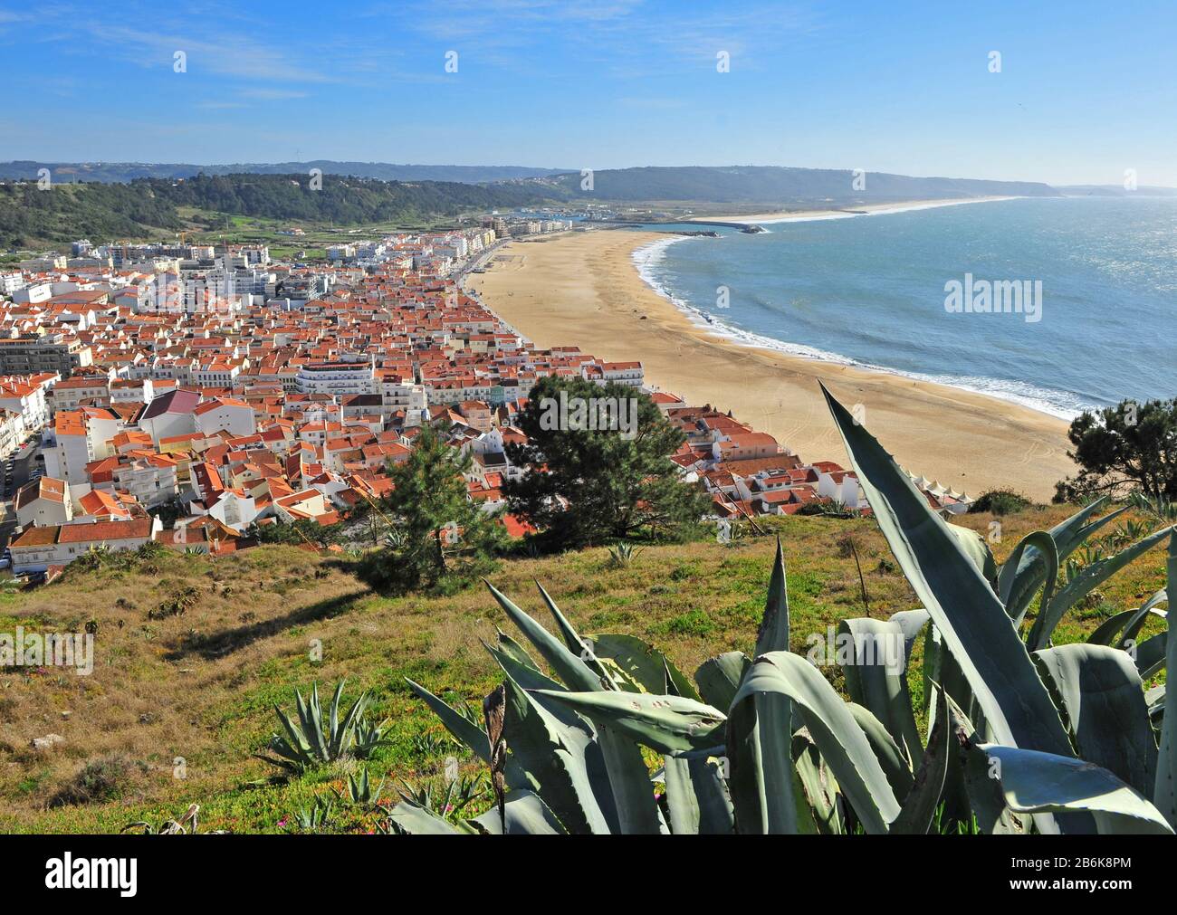 Traditional portuguese town Nazare, view from above Stock Photo - Alamy