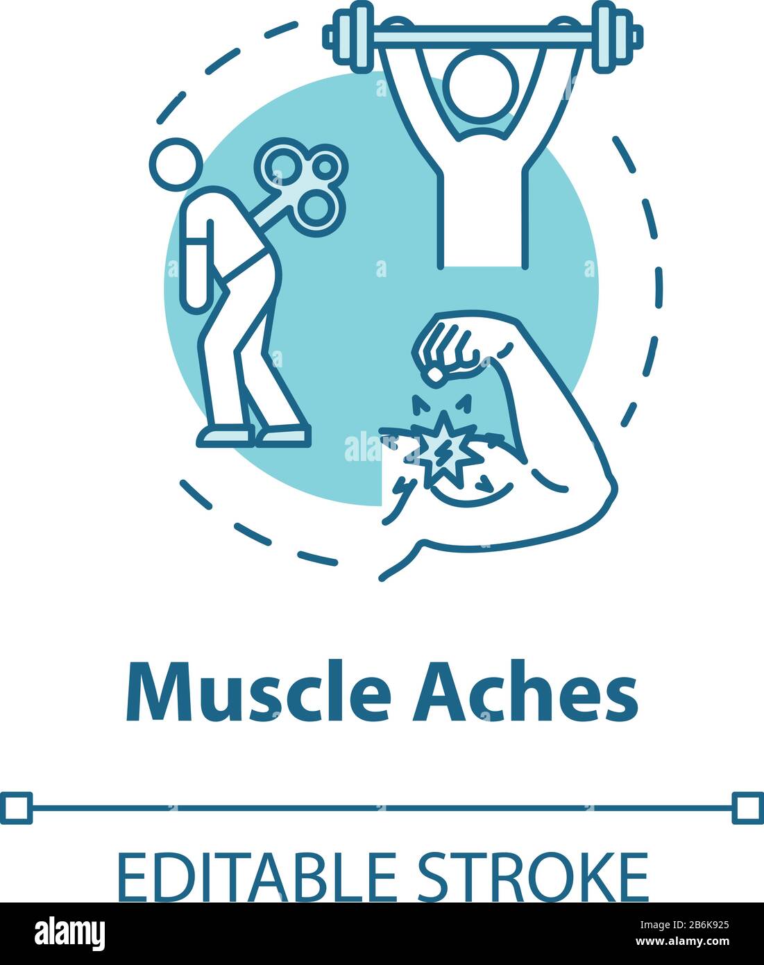 Muscle aches concept icon. Physical strain. Shoulder problem. Hurt from ...
