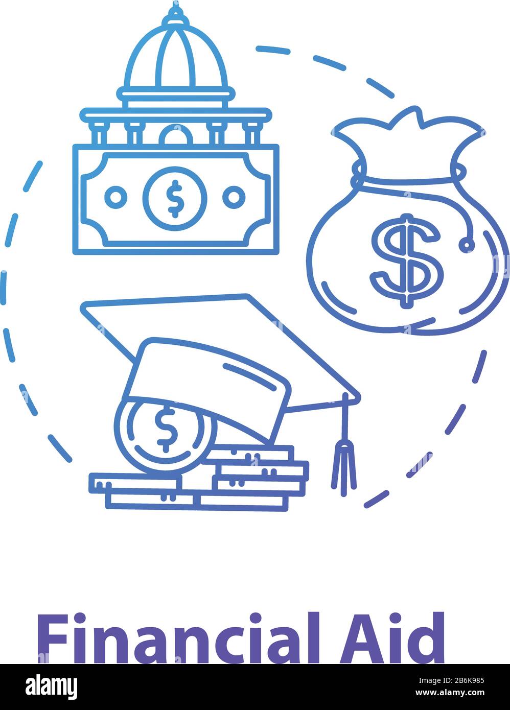 Financial aid concept icon. Student support with money. Education cost ...