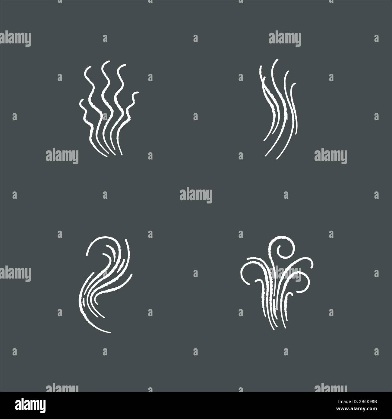 Smell chalk white icons set on black background. Good and bad scent ...