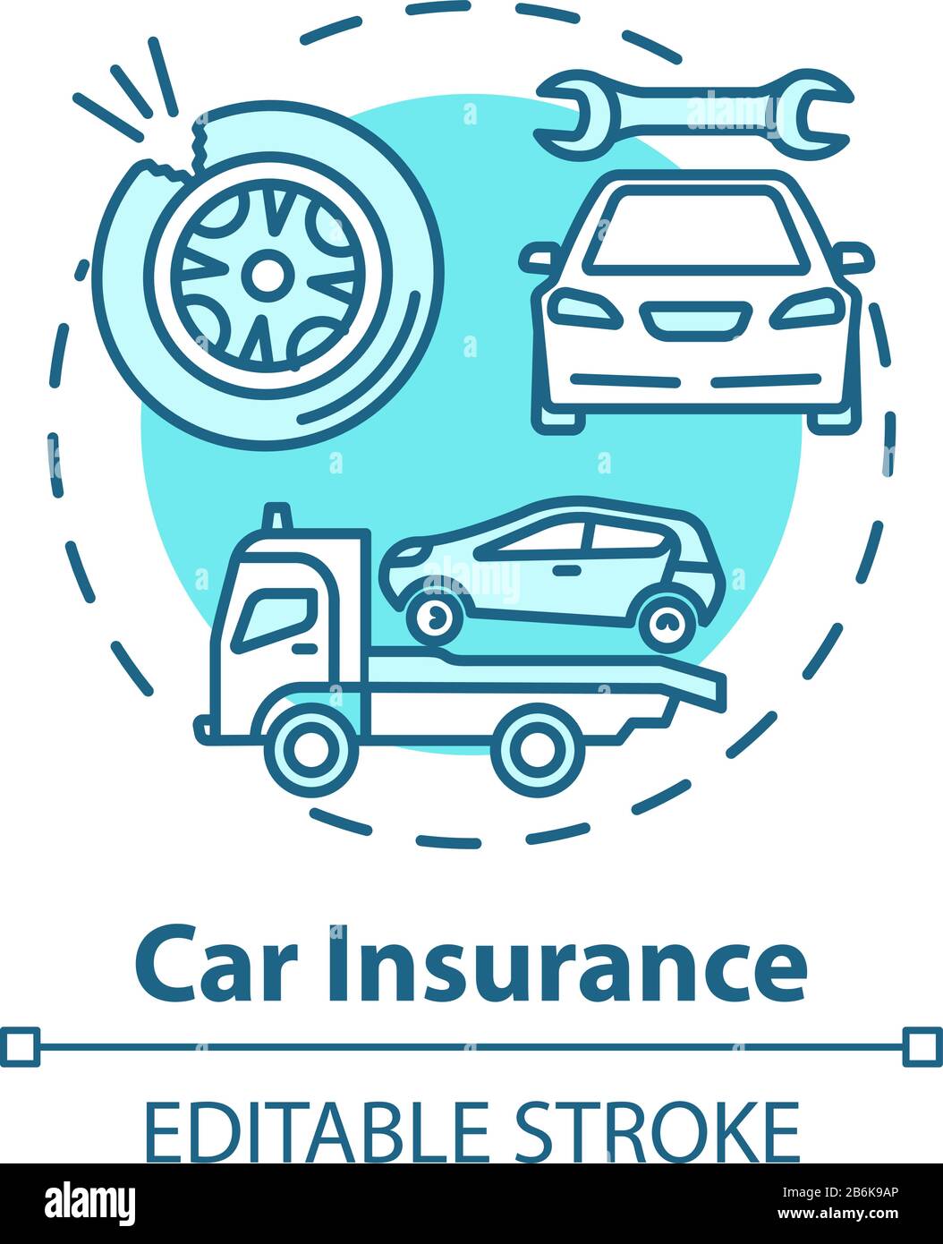 Car insurance concept icon. Incident recovery. Collision damage ...