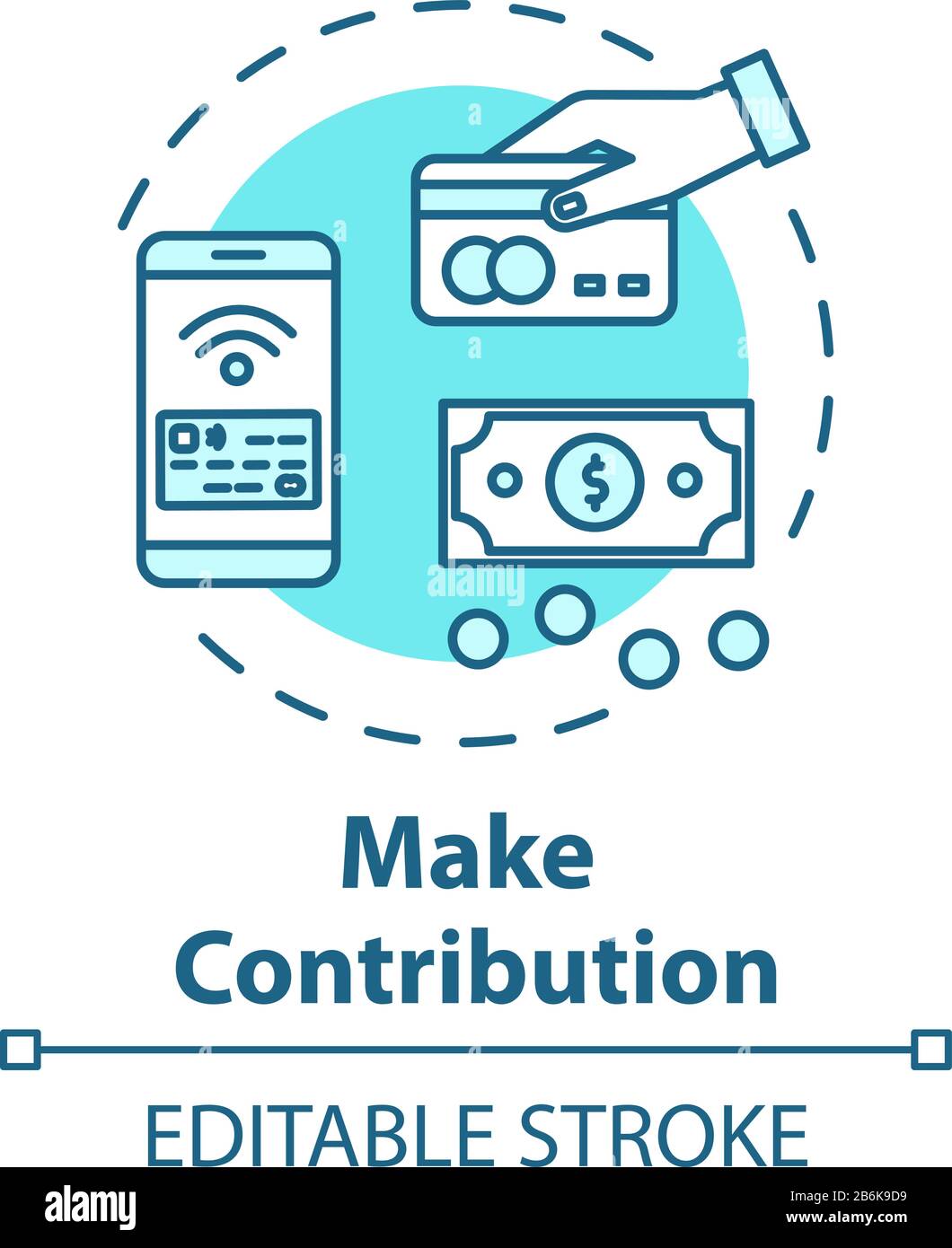 Make contribution concept icon. Donation online. Money transaction ...