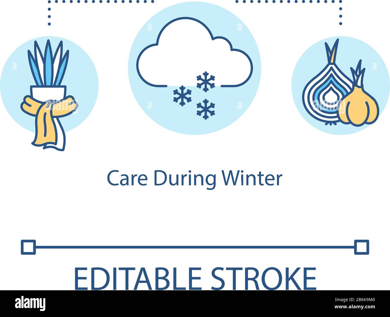 Care during winter concept icon. Keeping houseplants warm. Planting in ...