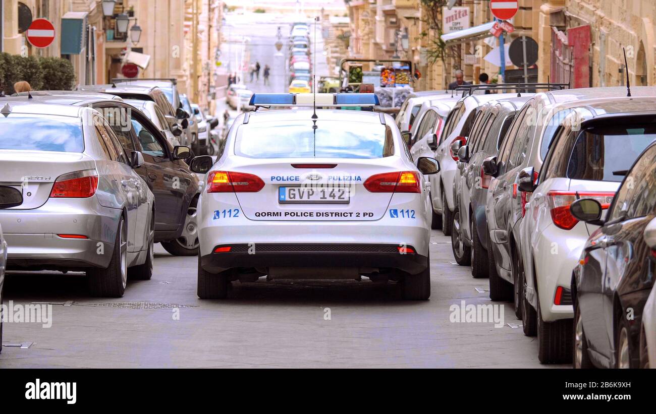 Police Car in Valletta - MALTA, MALTA - MARCH 5, 2020 Stock Photo - Alamy