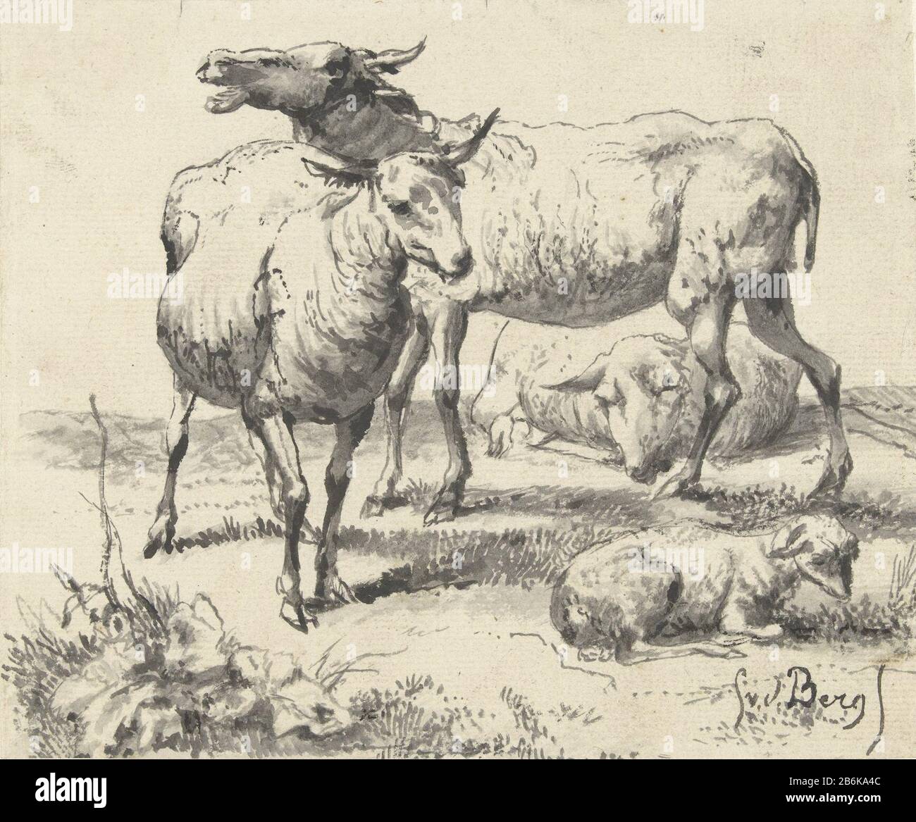 Three sheep and a lamb Three sheep and lam Object Type : Drawing Object ...