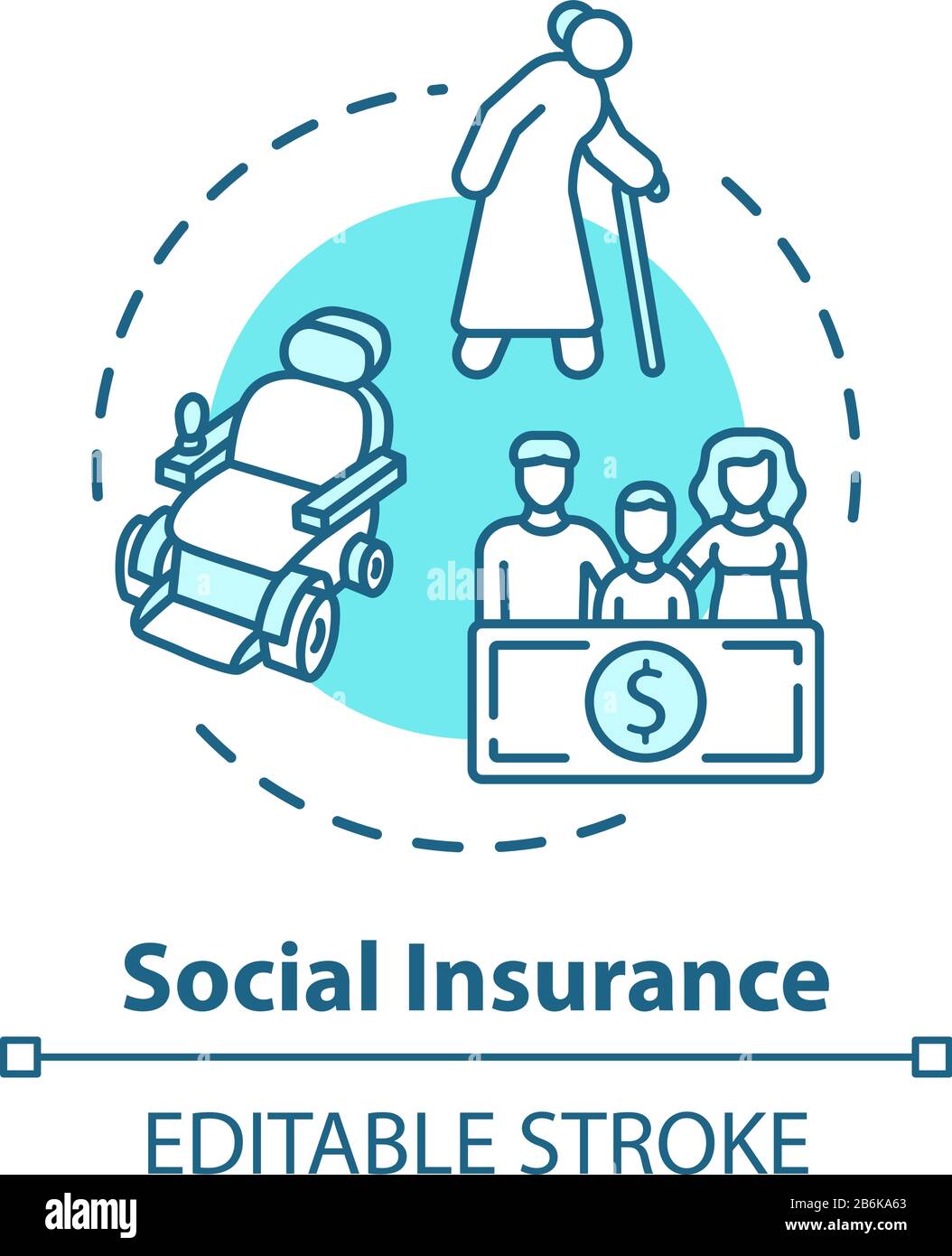 Social insurance concept icon. Life protection. Policy for healthcare ...