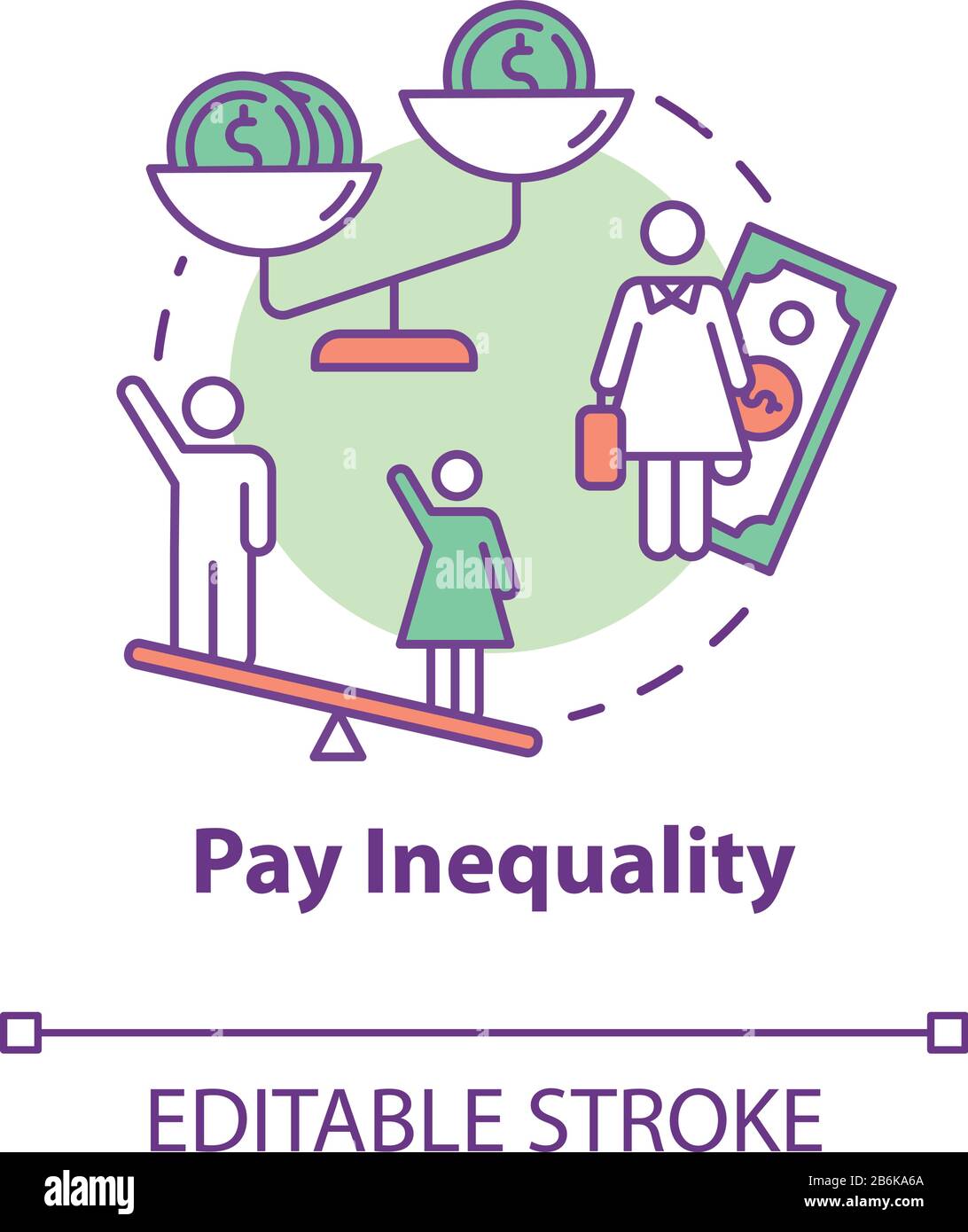 Pay inequality concept icon. Compensation discrimination. Salary ...