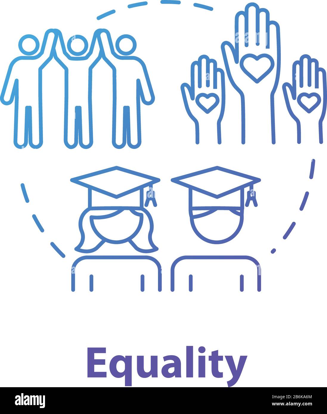Equality concept icon. Positive support. Diverse community. College ...
