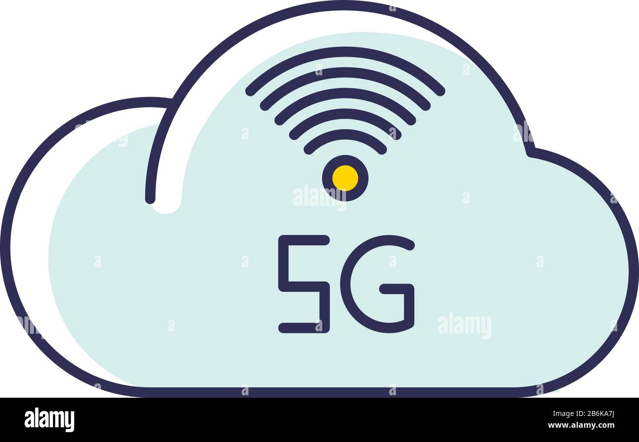 5G cloud service RGB color icon. Cloud computing. Remote workforce ...