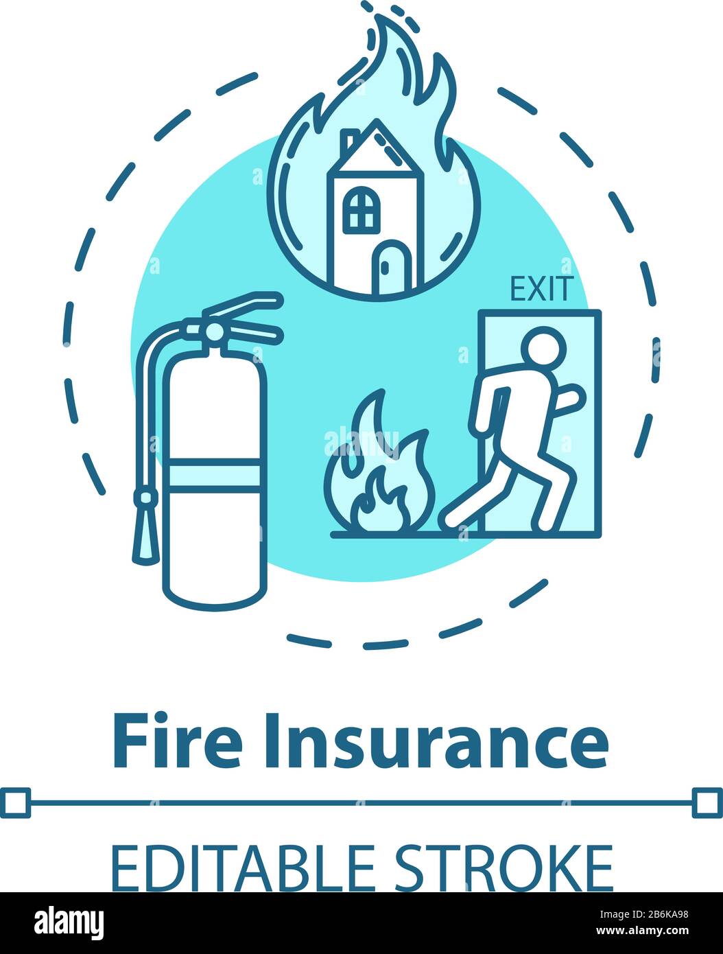 Fire insurance concept icon. Risk management. Flame destruction for ...