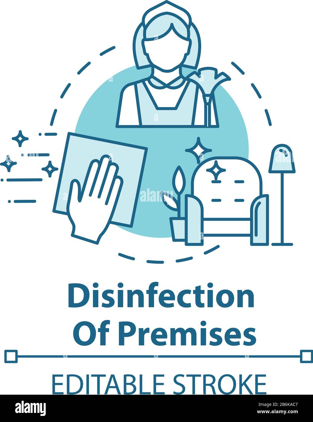Disinfection of premises concept icon. Flu precaution. Cleaning service ...