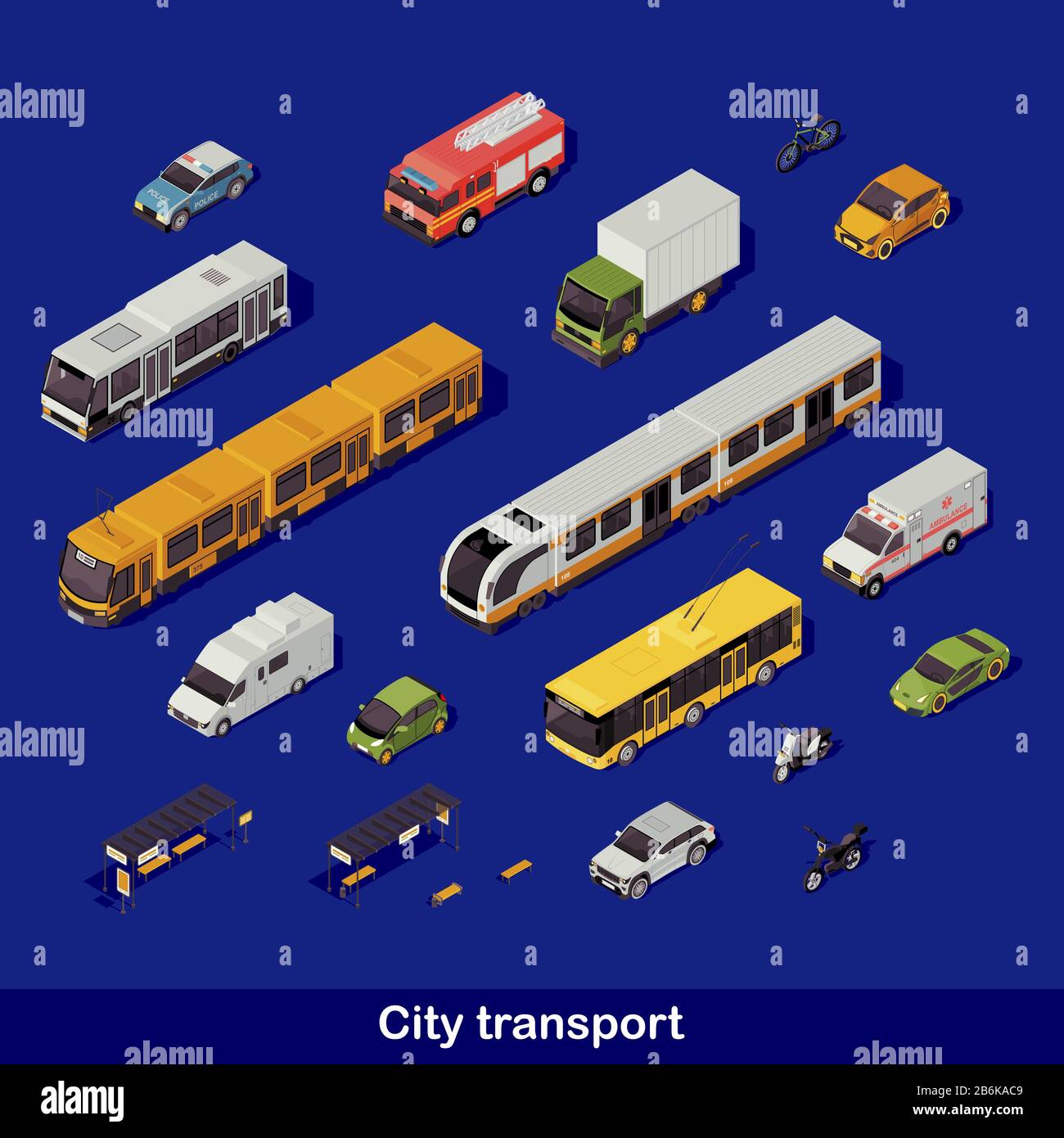 City transport isometric color vector illustration Stock Vector Image ...