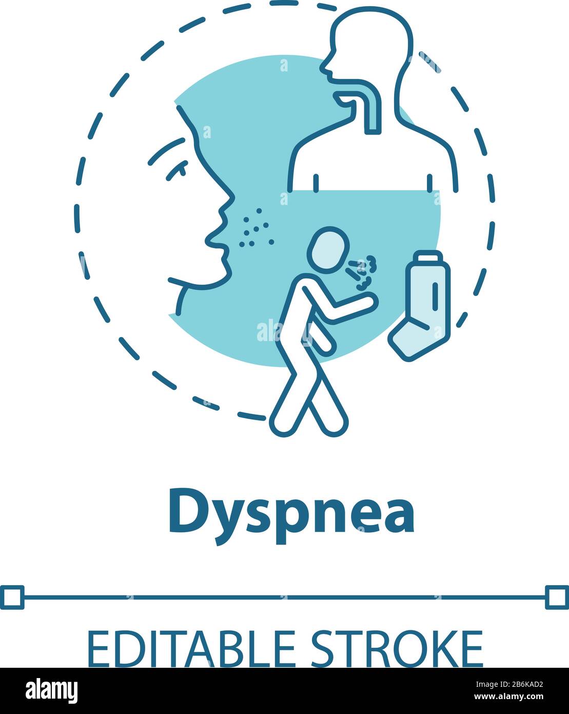 Dyspnea concept icon. Shortness of breath. Panic attack. Respiratory ...