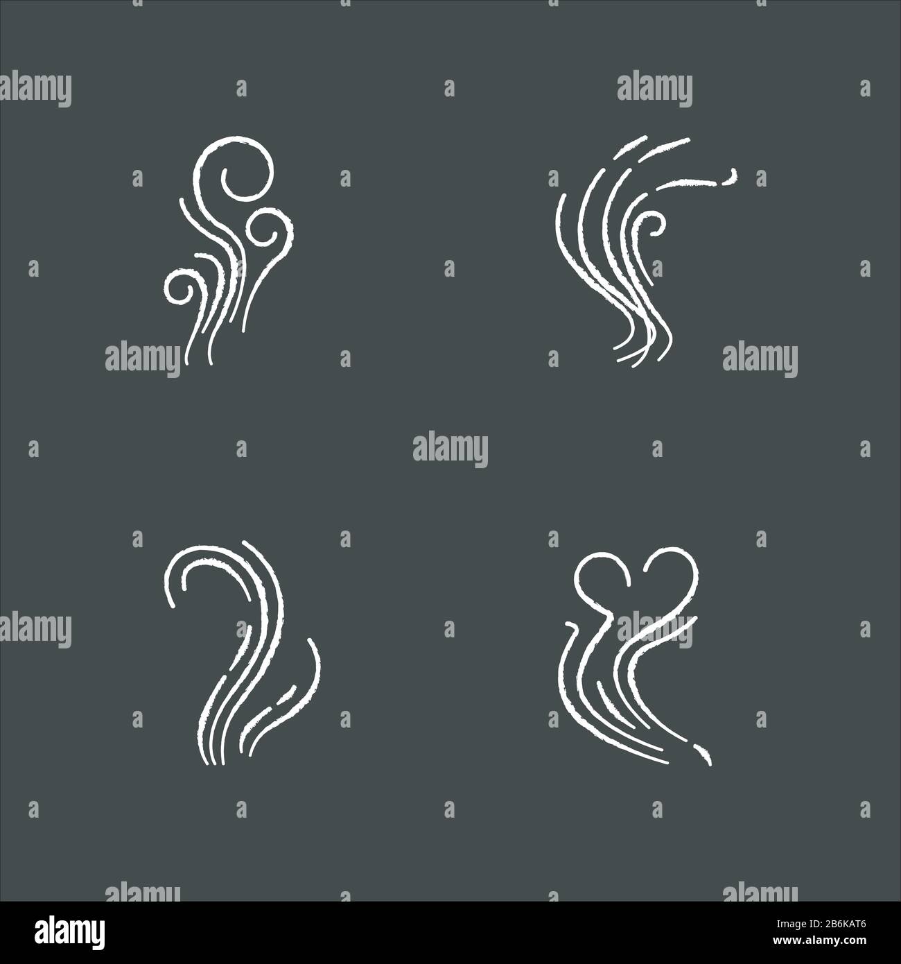 Good and bad smell chalk white icons set on black background. Stinky ...