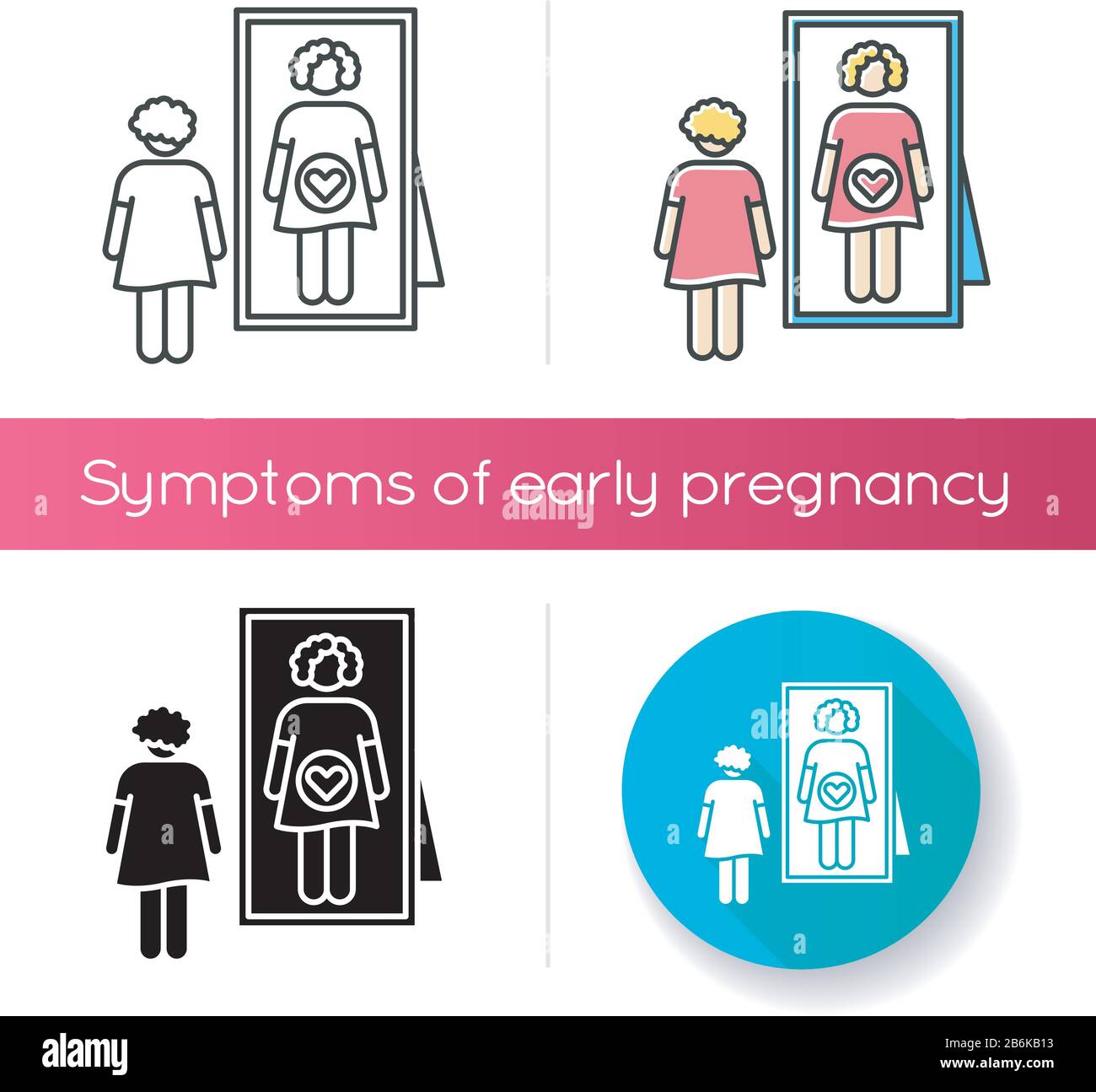 Intuitive feeling icon. Early sign of pregnancy. Woman awaiting for ...