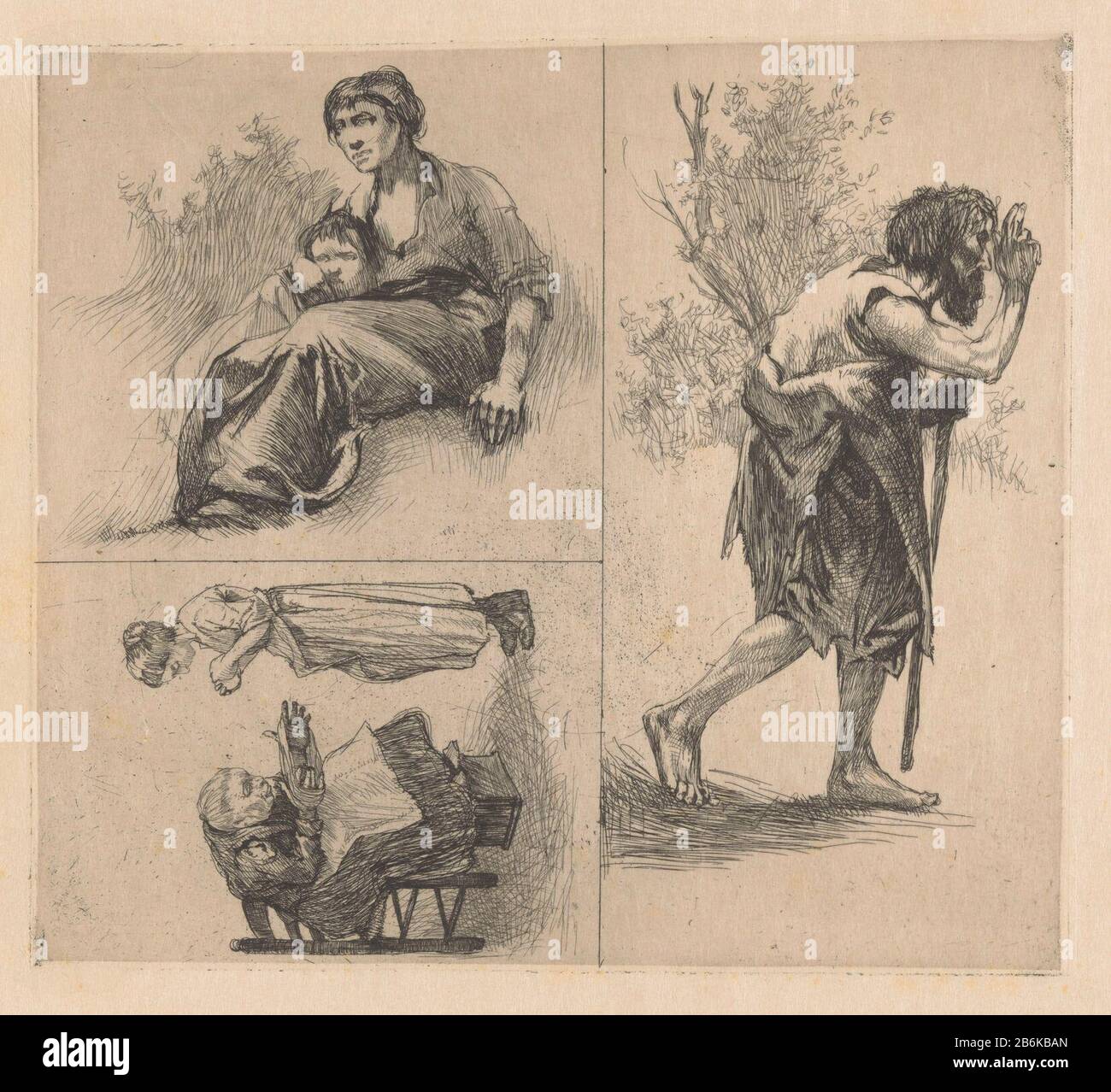 Three representations with human figures Leaf with three performances ...